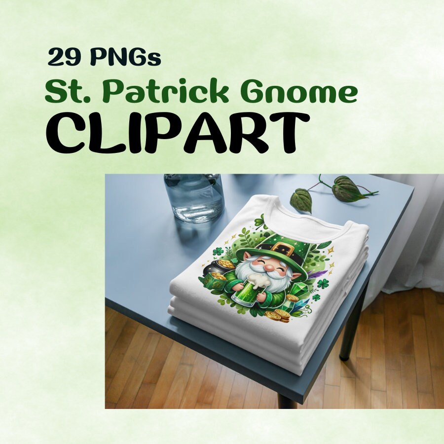 St. Patrick's Day Irish Gnome Clipart Png-spring Gnome Clipart Bundle ...