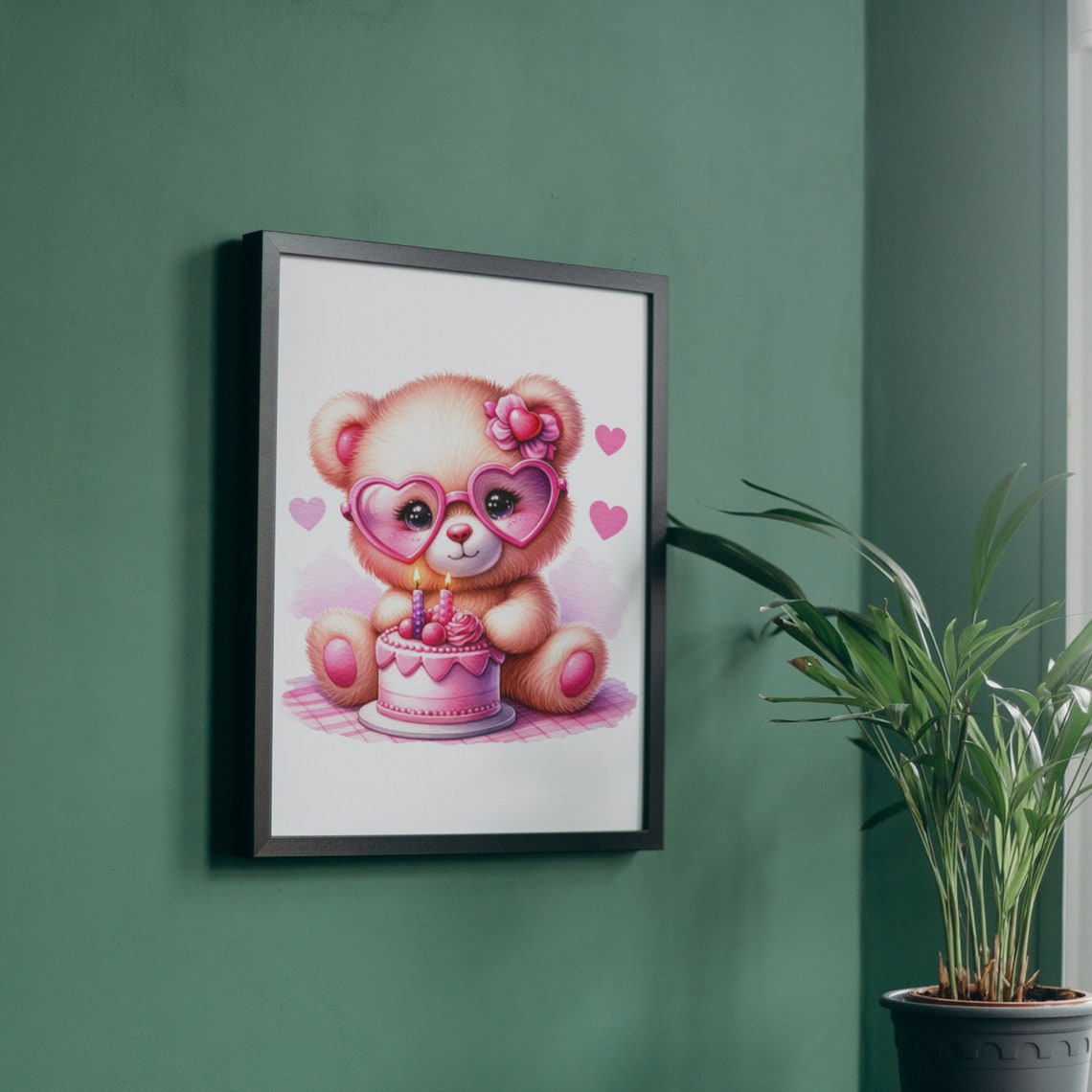 Pink Teddy Bear Clipart Bundle Set Wear Glasses, Adorable Pink Baby ...