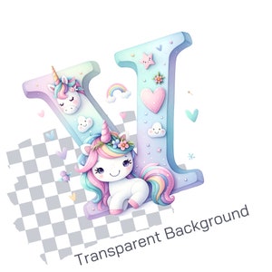 Cute Unicorn Png Alphabet - Kawaii Unicorn PNG Rainbow Pastel Magic ...
