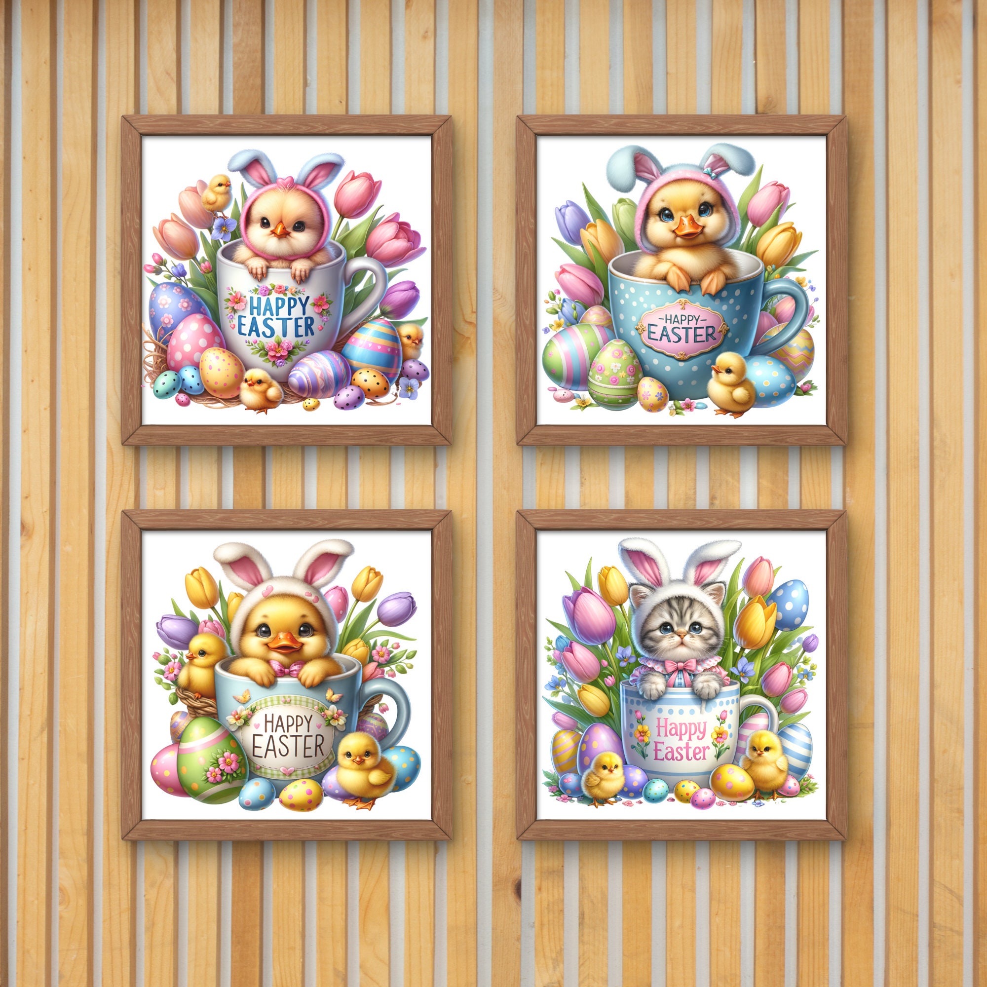 Cute Easter Clipart Collection - Pet Animals in Easter Outfits, Happy ...