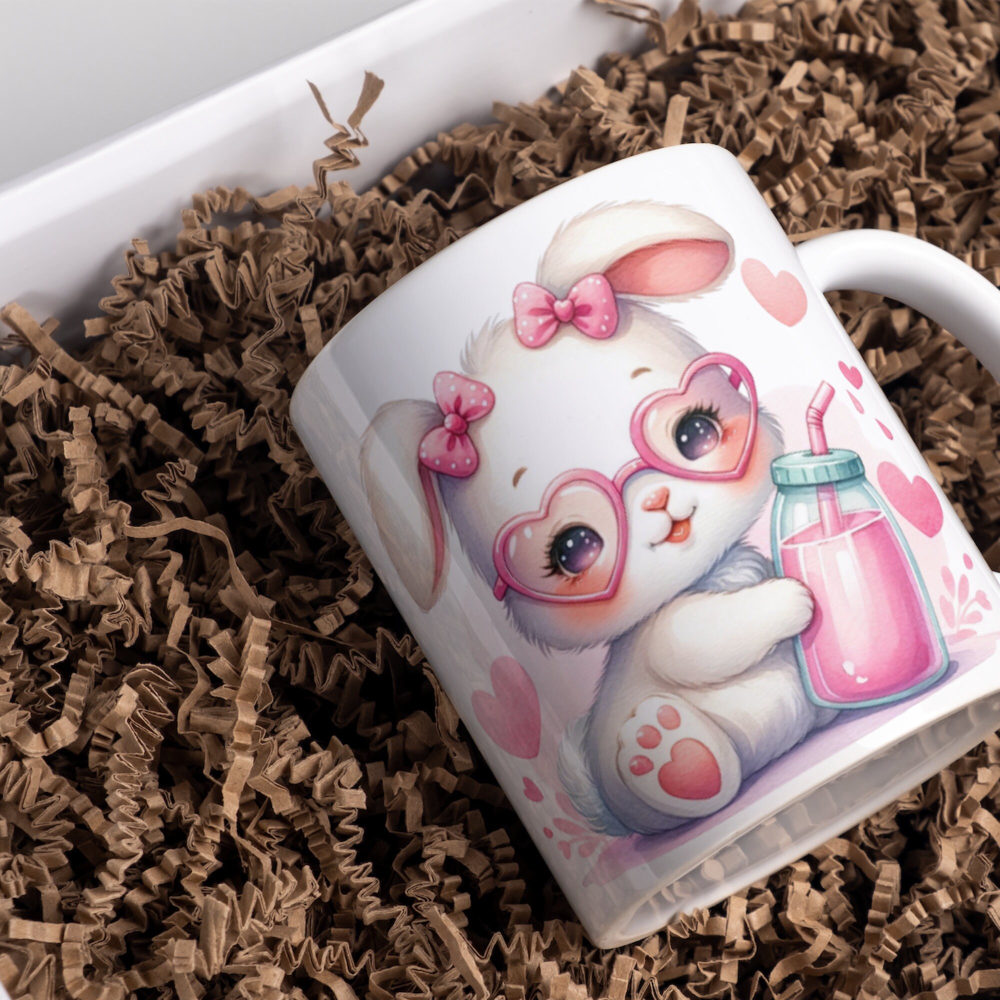 Easter Bunny Glasses PNG Pink Rabbit Clipart Collection Watercolor Hare ...