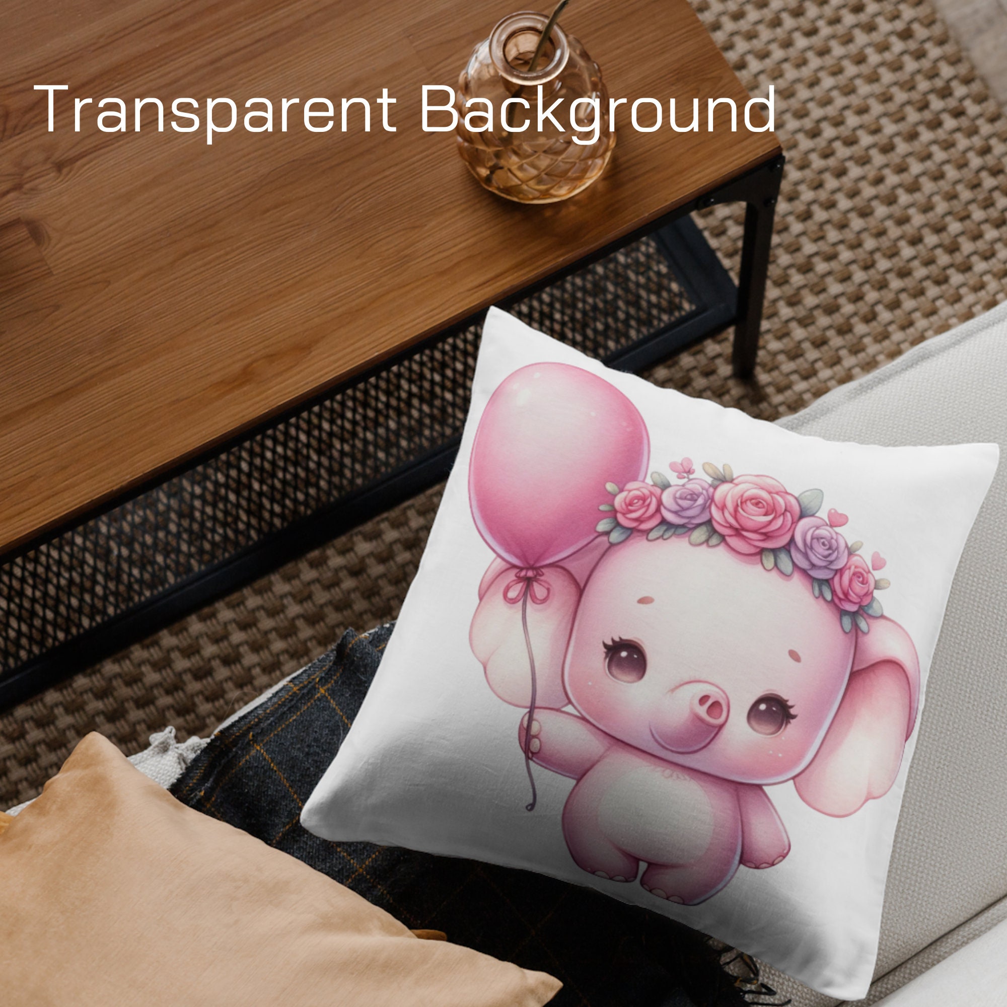 Pink Baby Elephant Clipart Adorable Safar-jungle Nursery PNG, Cute Pink ...