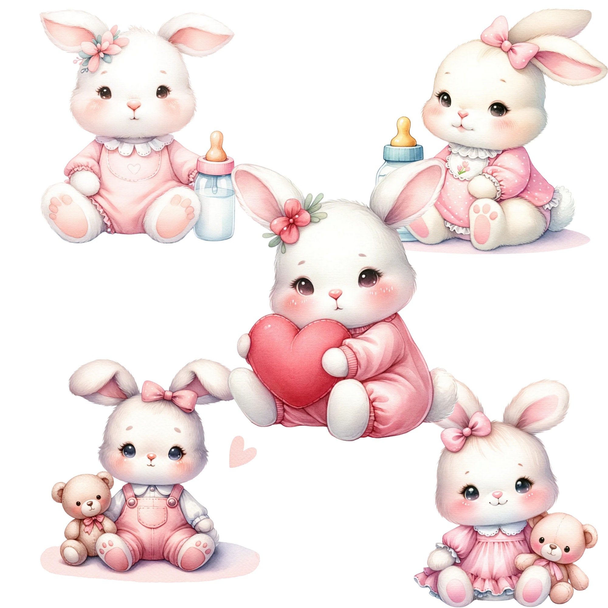 Cute Bunny Clipart Collection - Watercolor Rabbit and Spring Bunnies ...