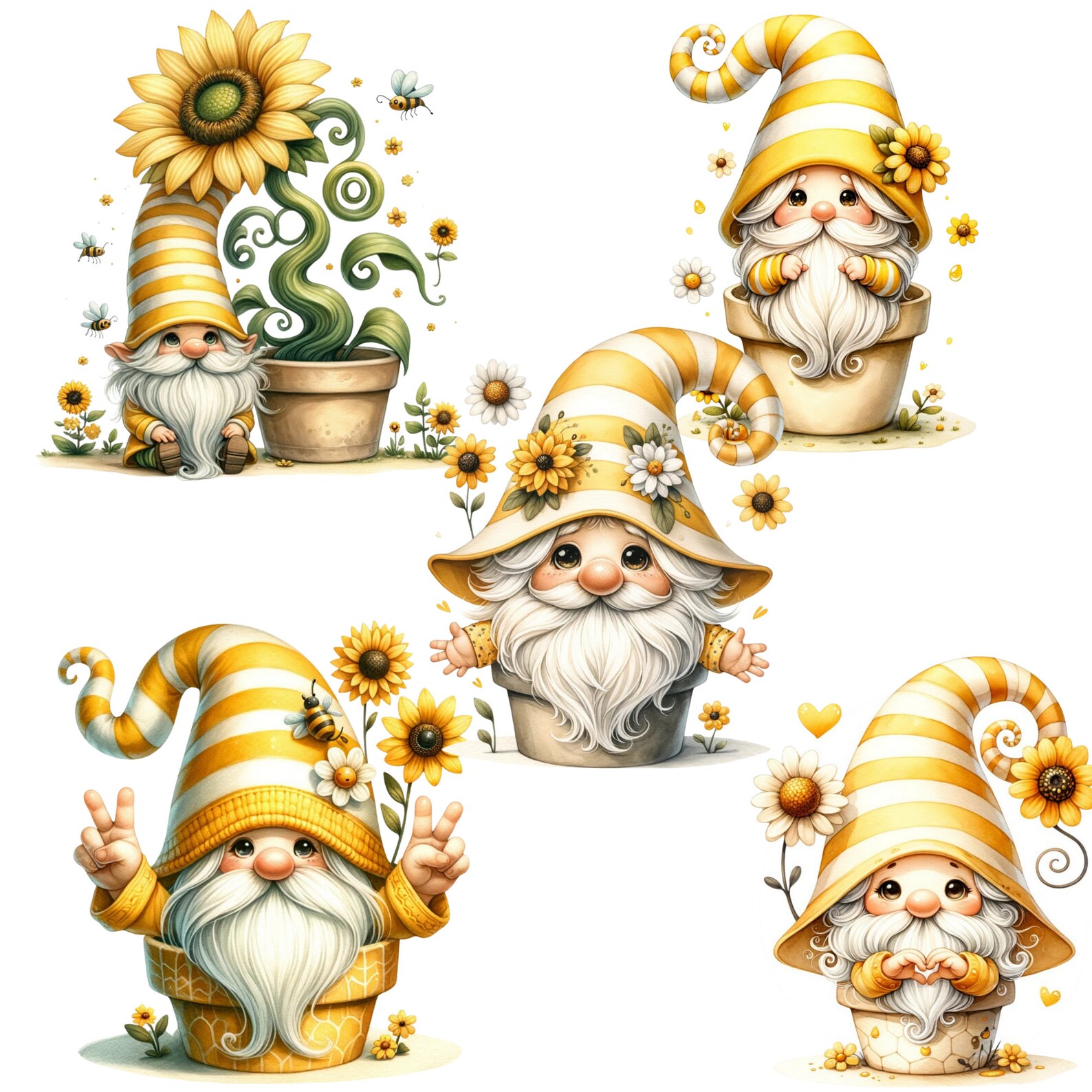 Enchanting Garden Gnome Clipart Collection - Flower Pot Gnomes PNG ...
