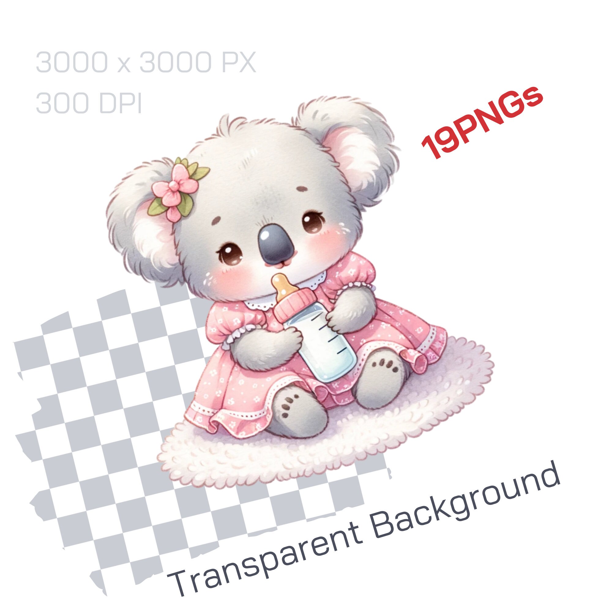 Pink Koala Clipart Collection - Adorable Australian-themed Art for Girl ...