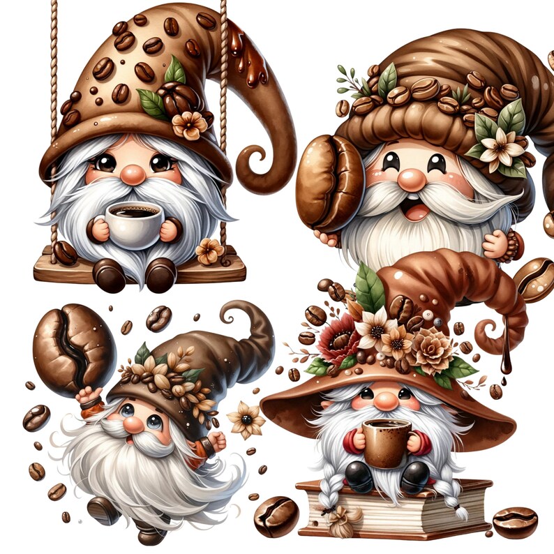 Gnome Coffee Clipart Bundle - Coffee Lover Gift ,gnomes Sublimation ...