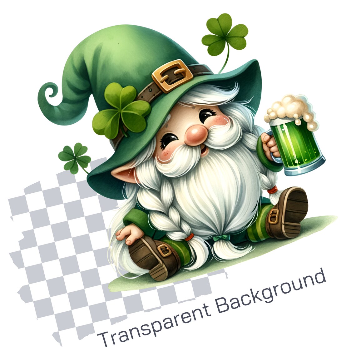 St. Patrick's Day Gnomes Clipart Watercolor Gnome PNG, Irish Clover ...