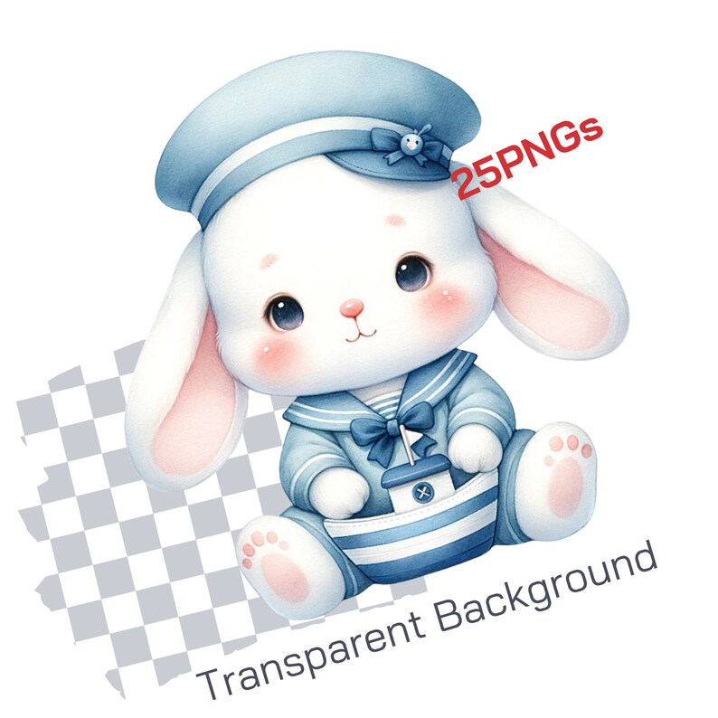 Sailor Rabbit Clipart Collection - Adorable Watercolor Bunny PNG ...