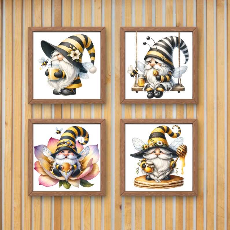 Bumble Bee Gnome Clipart Cute Gardening Gnomes PNG, Spring Honey Bee ...