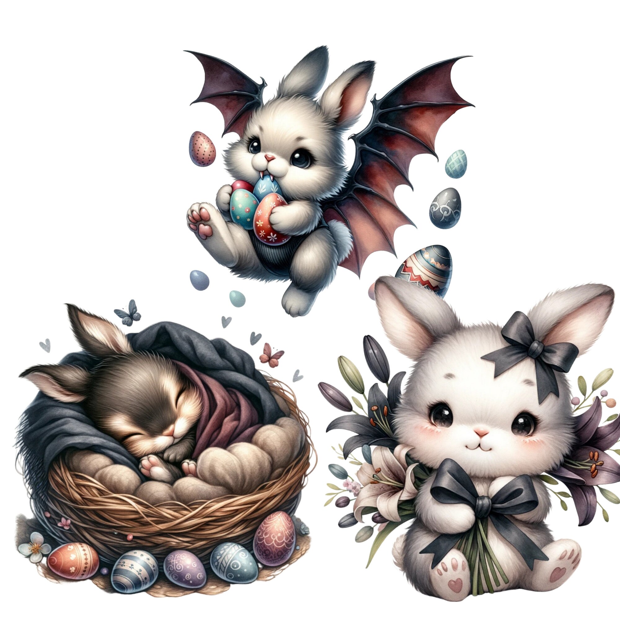 Gothic Easter Clipart Vampire Bunny PNG Dark Easter Designs ,bloody ...