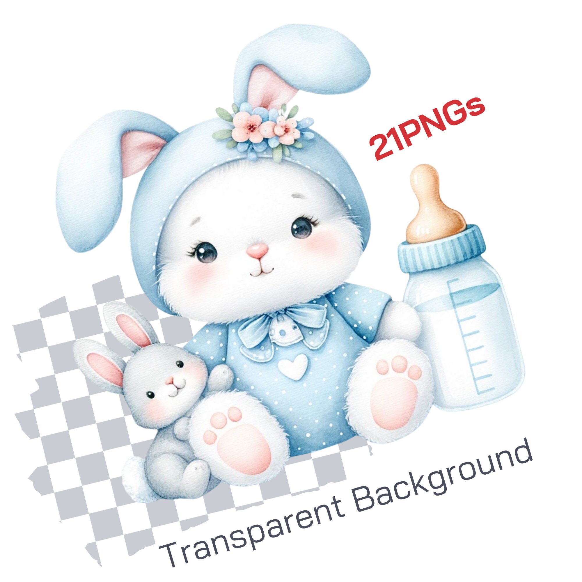 Cute Rabbit and Bunny Clipart Collection Watercolor Bunny PNG, Adorable ...