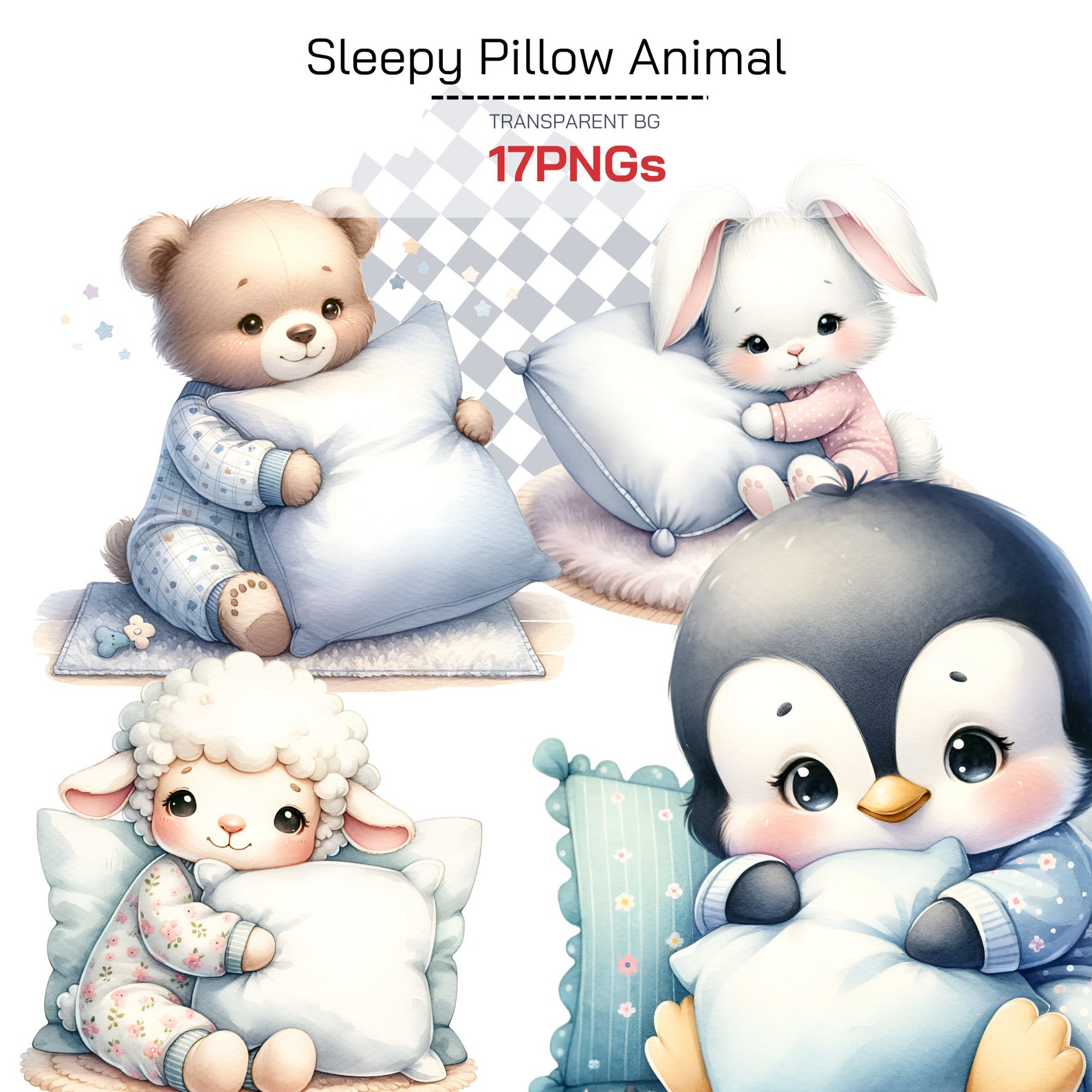 Sleepy Animals Clipart Collection - Adorable Baby Animal PNG, Cute ...