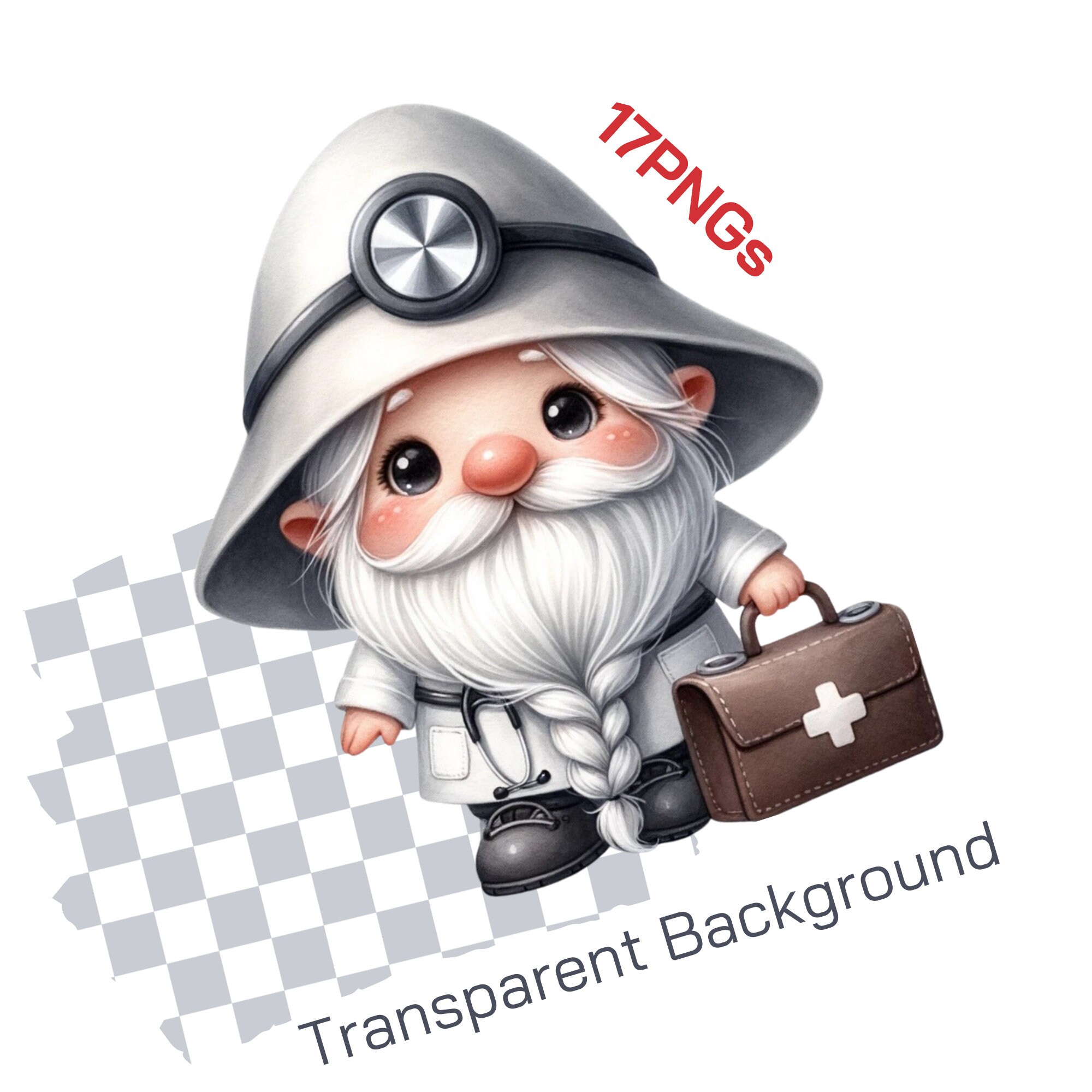 Doctor Gnome Clipart Collection PNG Watercolor - Medical and Healthcare ...