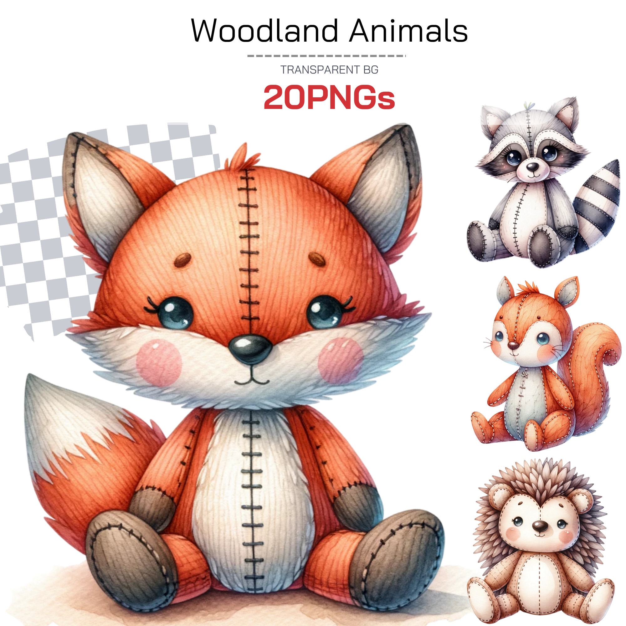 Baby Woodland Animal Clipart Bundle Set Png Collection Perfect for ...