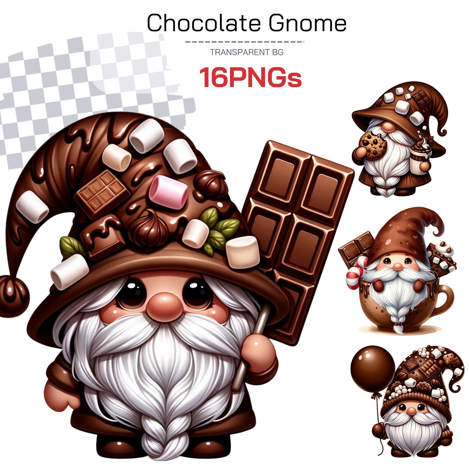 Chocolate Gnome Clipart Bundle - Sweeet Watercolor Gnomes for Easter ...