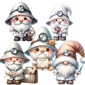 Doctor Gnome Clipart Collection PNG Watercolor - Medical and Healthcare ...