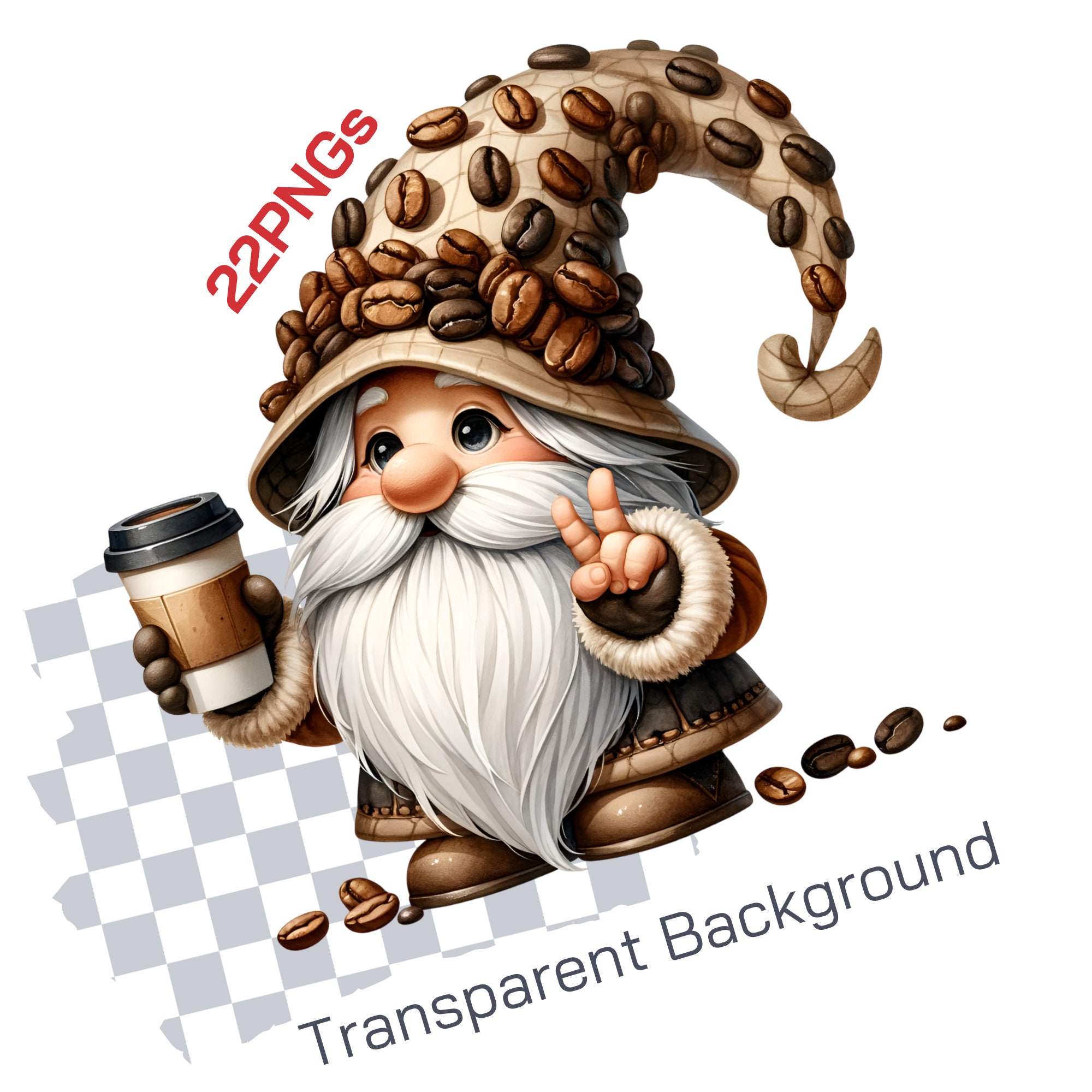 Coffee Cup Gnome - Cute Gnomes Festive Clipart Watercolor Gnome ...