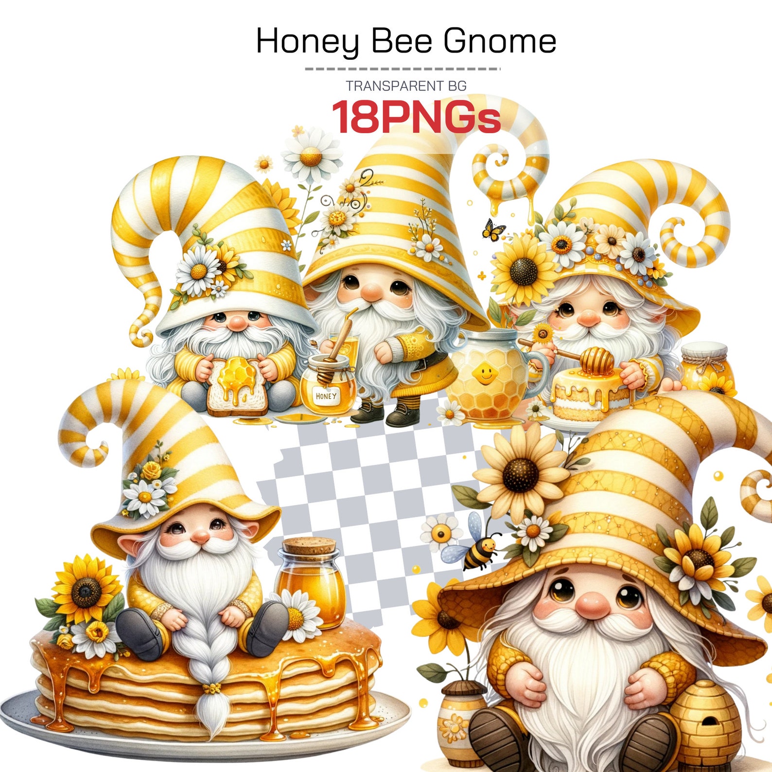 Bumble Bee Gnome Clipart Collection Cute Gardening Gnomes PNG Spring ...