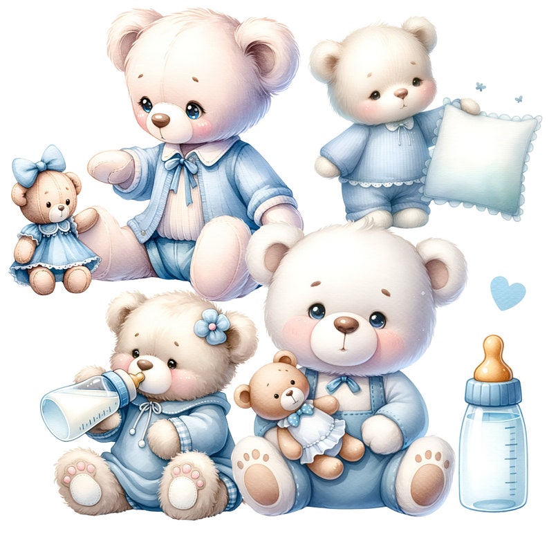 Blue Teddy Bear Clipart for Baby Showers Cute Gift Nursery Teddy Bear ...