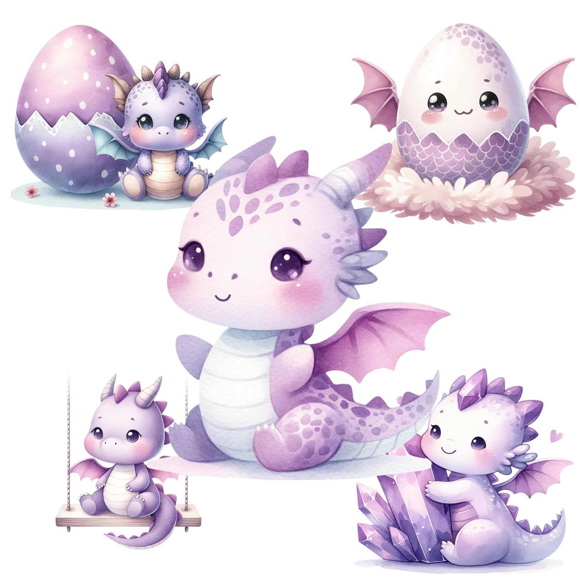 Baby Dragon Clipart Adorable Baby Dragon PNG, Fantasy Watercolor Dragon ...