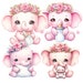 Pink Baby Elephant Clipart Adorable Safar-jungle Nursery PNG, Cute Pink ...