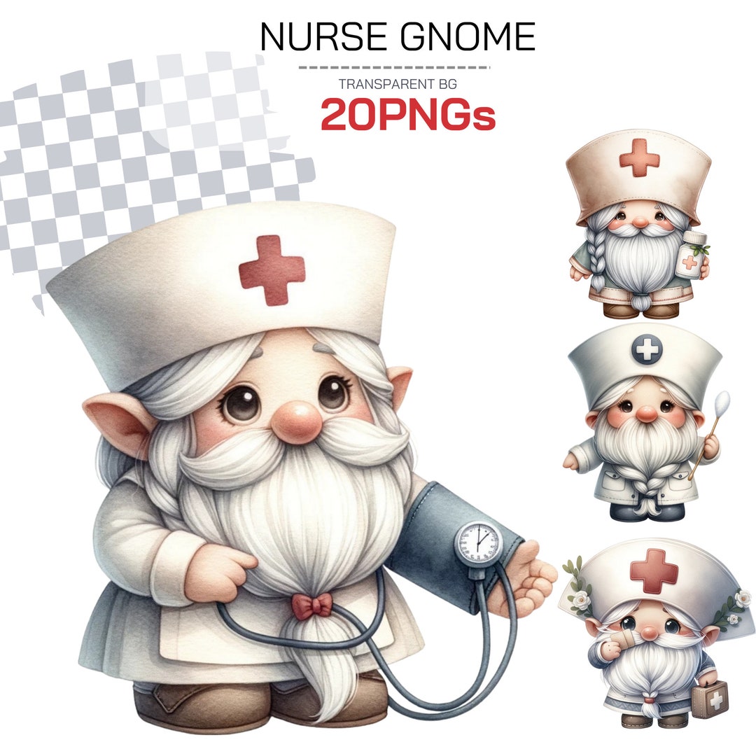 Nurse Gnome Clipart PNG Collection - Medical Gnomes Design Perfect for ...