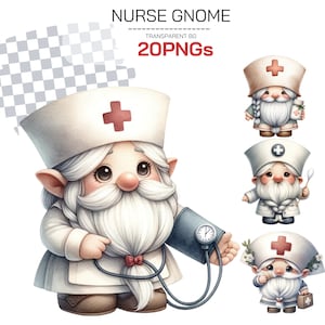 Nurse Gnome Clipart PNG Collection - Medical Gnomes Design Perfect for ...