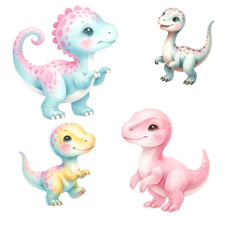 Adorable Baby Dinosaur Clipart - Cute Dino Nursery Decor PNG, T-rex ...