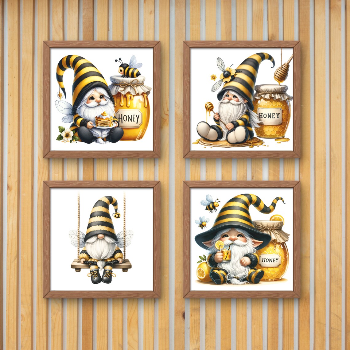 Bumble Bee Gnome Clipart Cute Gardening Gnomes PNG, Spring Honey Bee ...