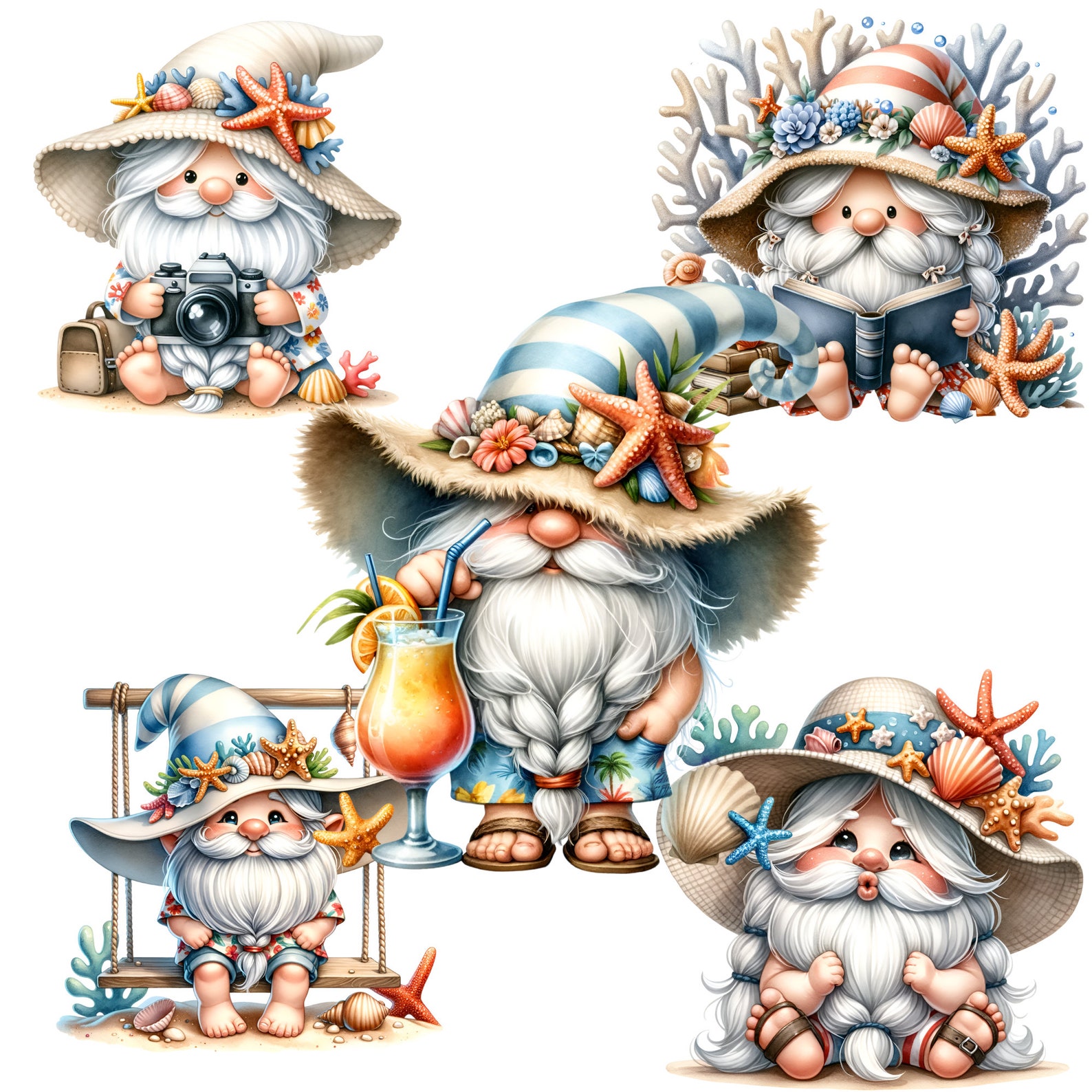 Summer Vacation Gnome Clipart - Beach and Tropical Gnome PNG, Vacation ...