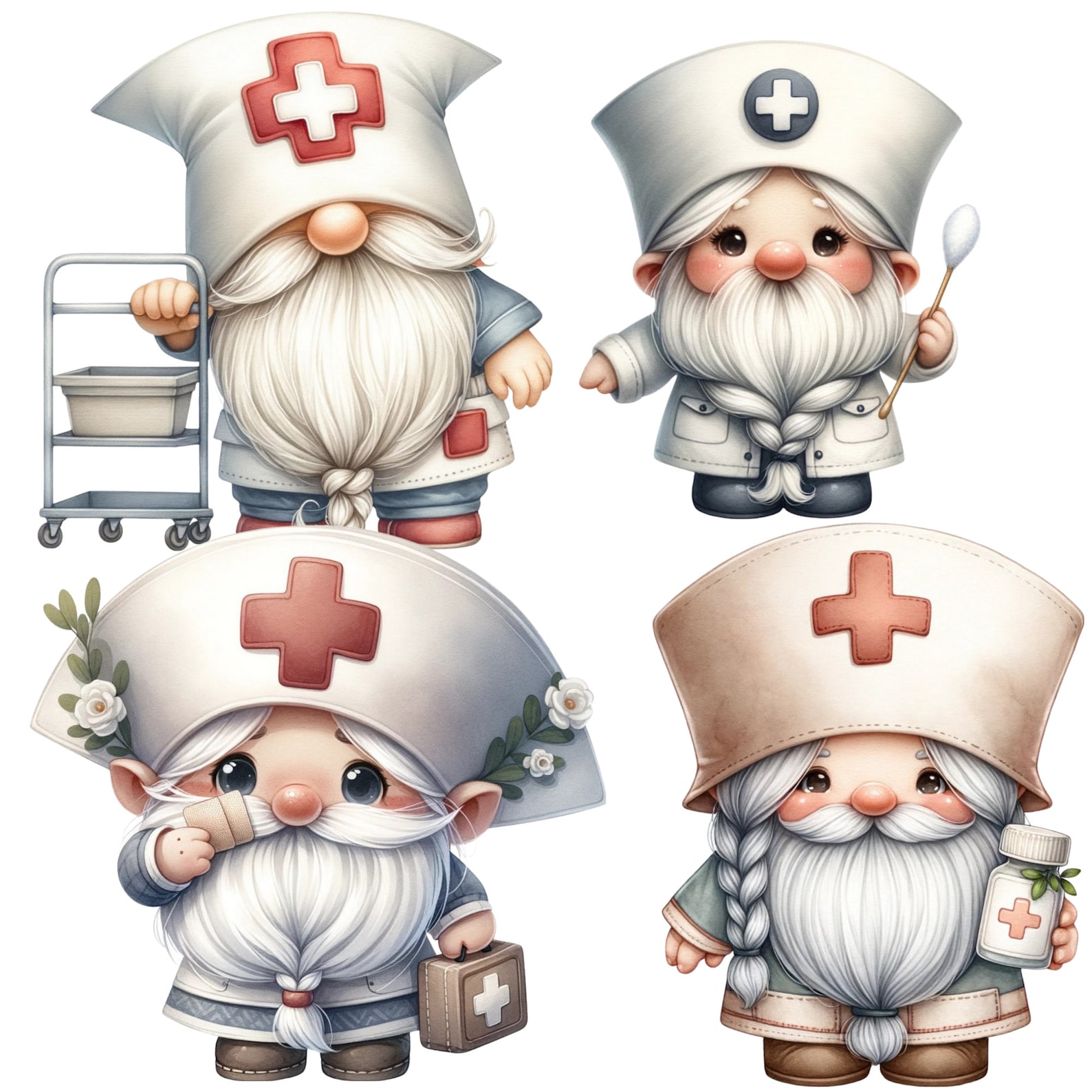 Nurse Gnome Clipart PNG Collection - Medical Gnomes Design Perfect for ...