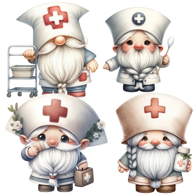 Nurse Gnome Clipart PNG Collection - Medical Gnomes Design Perfect for ...