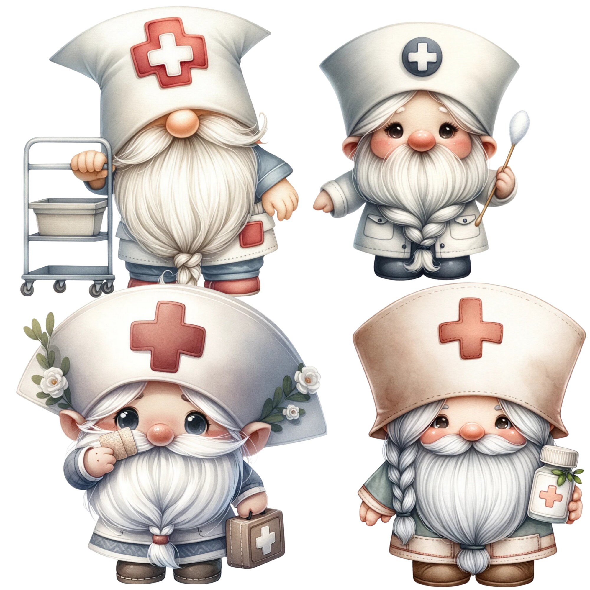 Nurse Gnome Clipart PNG Collection - Medical Gnomes Design Perfect for ...