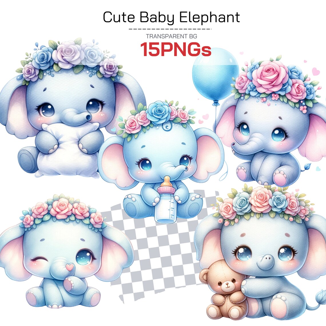 Baby Elephant Png Animals Clipart Cute Elephant Safari Nursery Decor ...