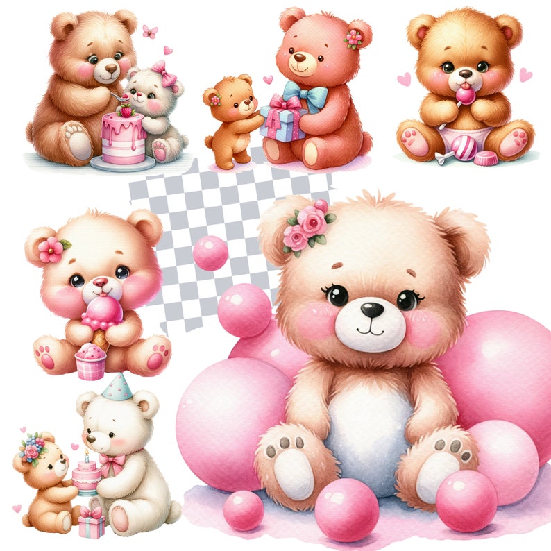 Mama Bear & Baby Bear PNG Clipart Collection | Mother's Day Baby Shower ...