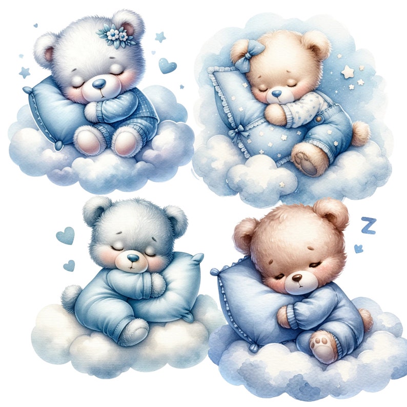 Blue Teddy Bear Baby Shower Clipart - Cute Bear in Hot Air Balloon ...