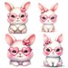 Easter Bunny Glasses PNG Pink Rabbit Clipart Collection Watercolor Hare ...