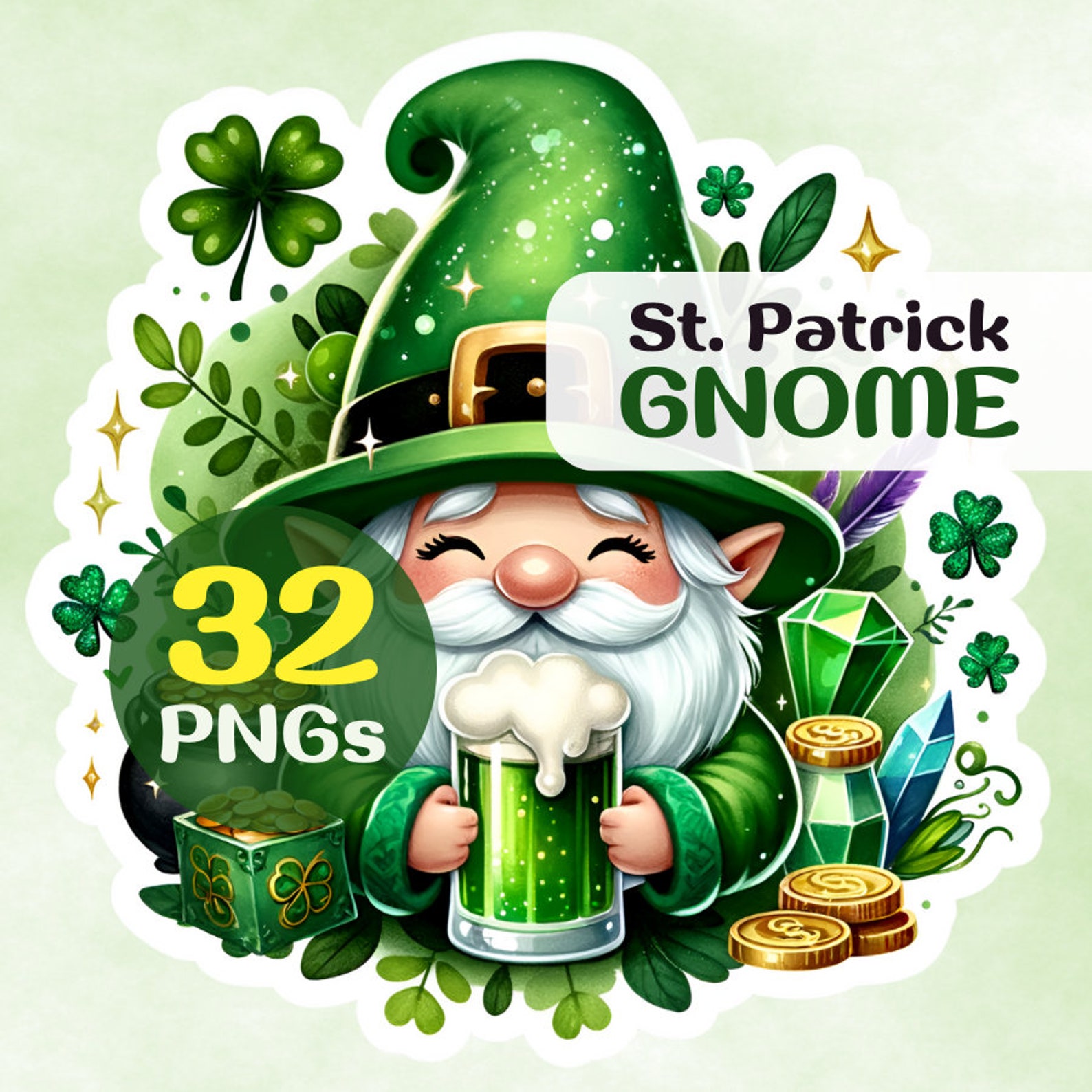 St. Patrick's Day Irish Gnome Clipart Png-spring Gnome Clipart Bundle ...