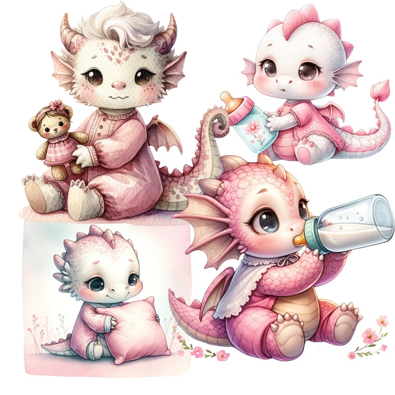 Baby Dragon Png Collection - Cute Fantasy Dragons PNG, Watercolor and ...
