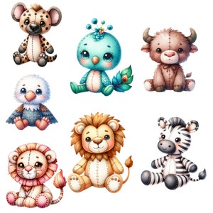 Cute Baby Stuffed Safari Animal Clipart Bundle Set - Perfect for ...