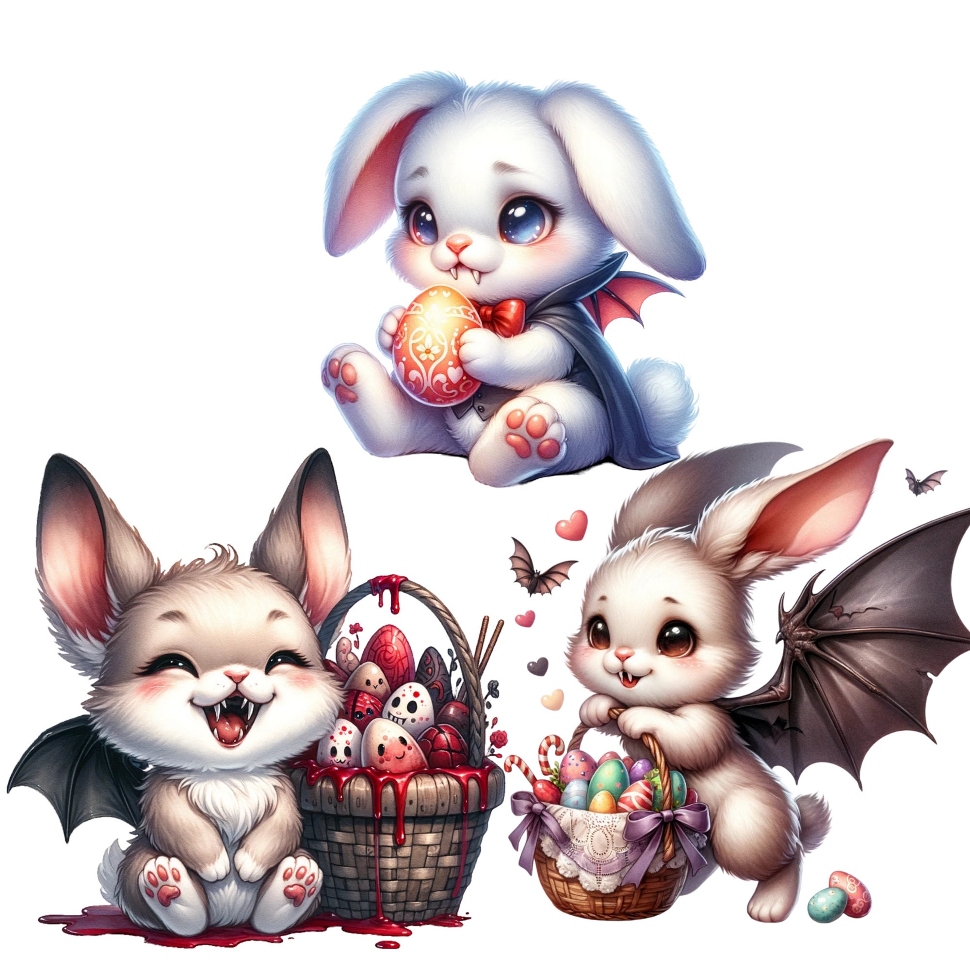 Gothic Easter Clipart Vampire Bunny PNG Dark Easter Designs ,bloody ...