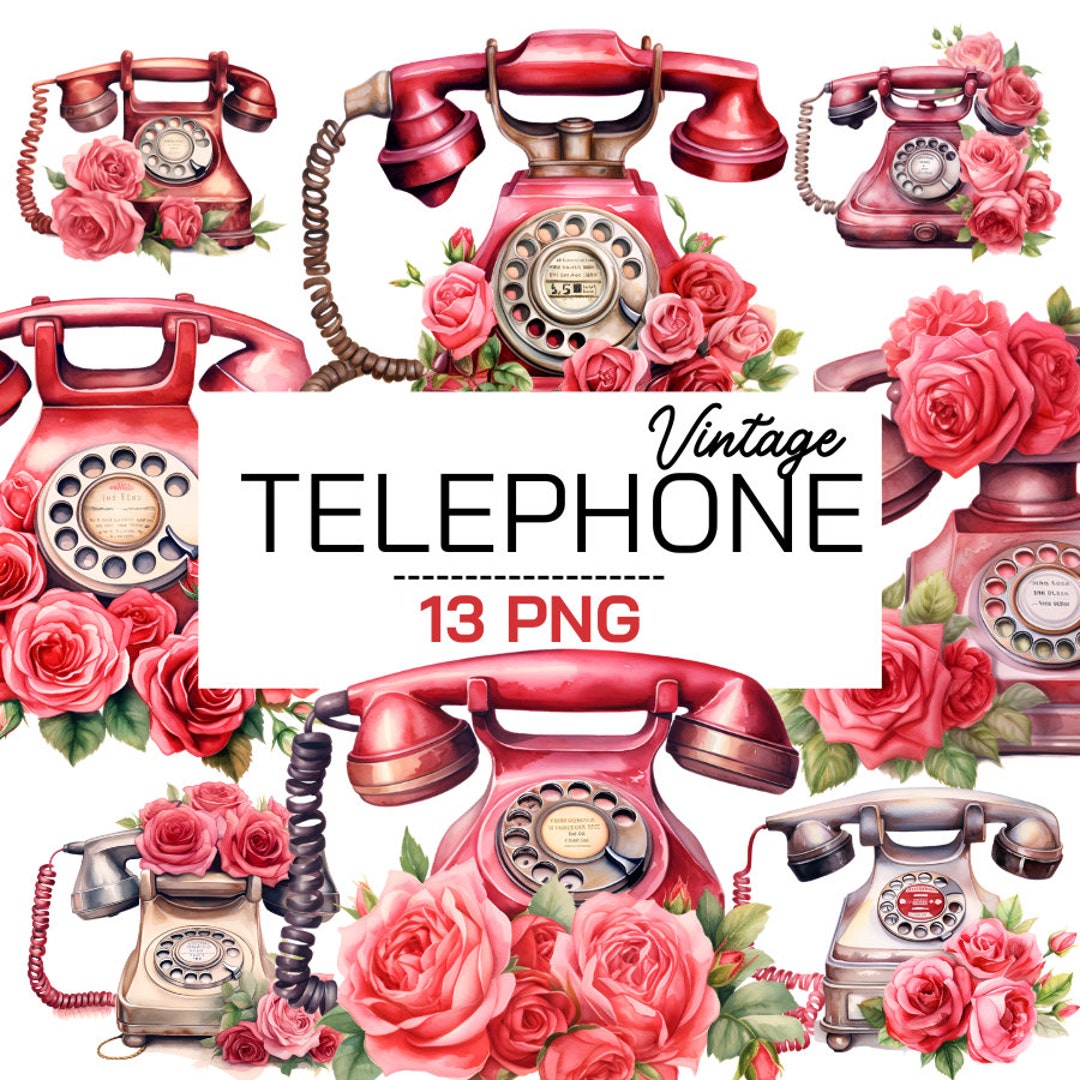 Antique Telephone PNG Clipart Set - Old Telephone & Cell Phone Clip Art ...