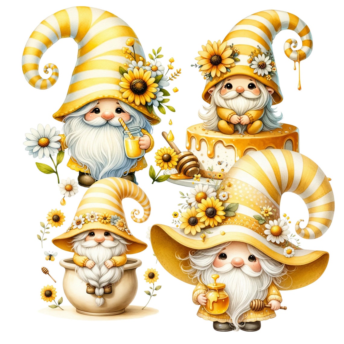 Bumble Bee Gnome Clipart Collection Cute Gardening Gnomes PNG Spring ...