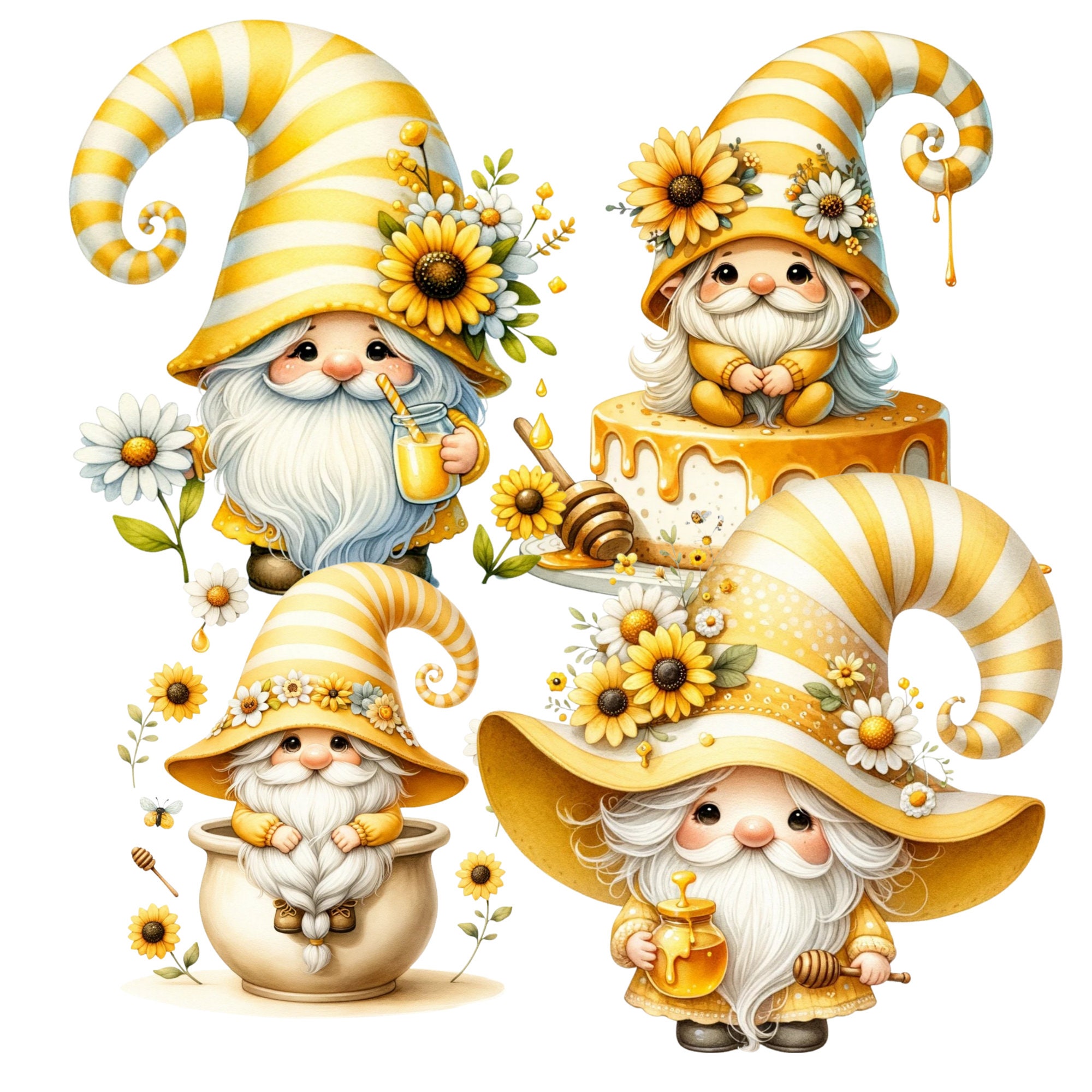 Bumble Bee Gnome Clipart Collection Cute Gardening Gnomes PNG Spring ...