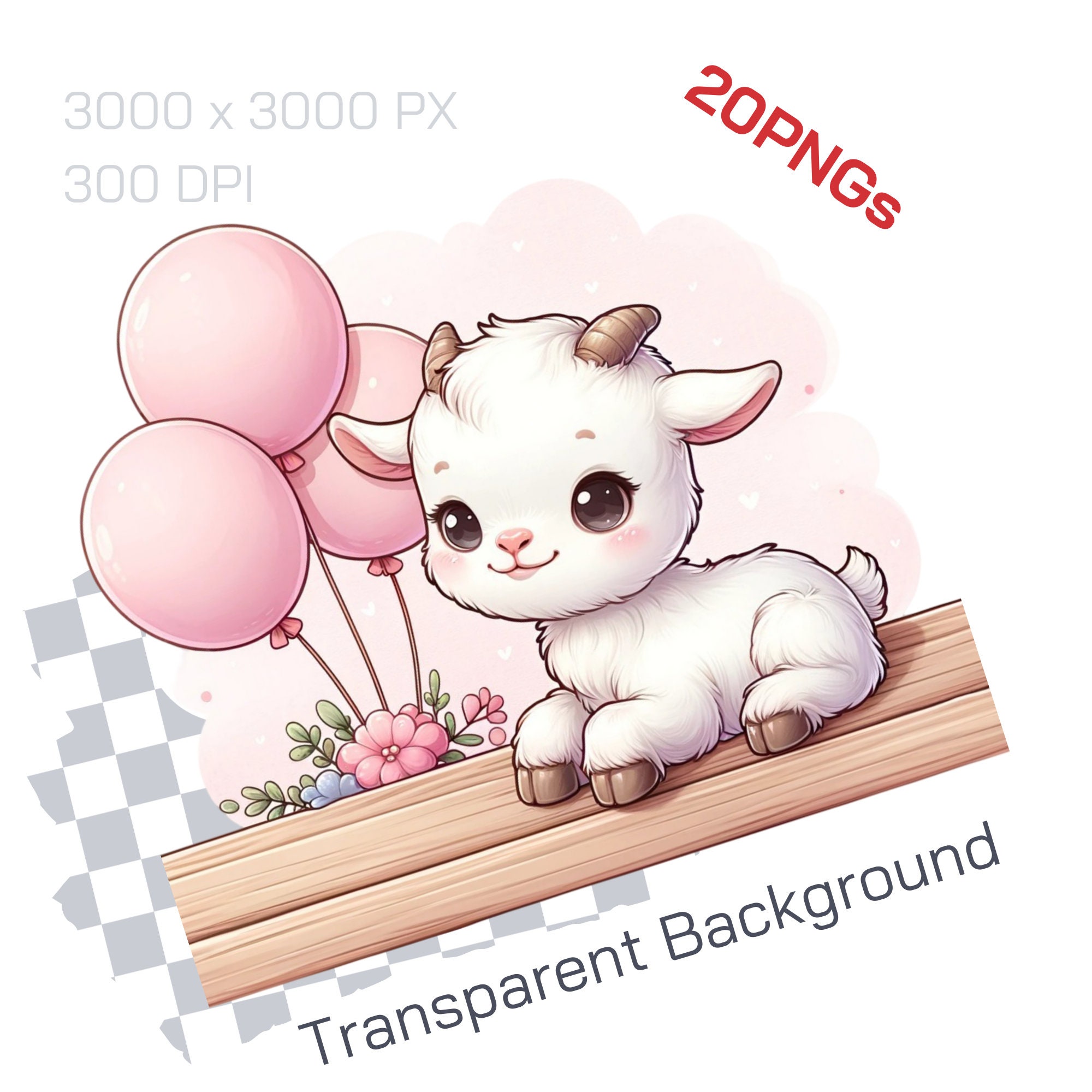 Cute Baby Goat Clip Art Collection | Watercolor Farm Animal Pngs for ...