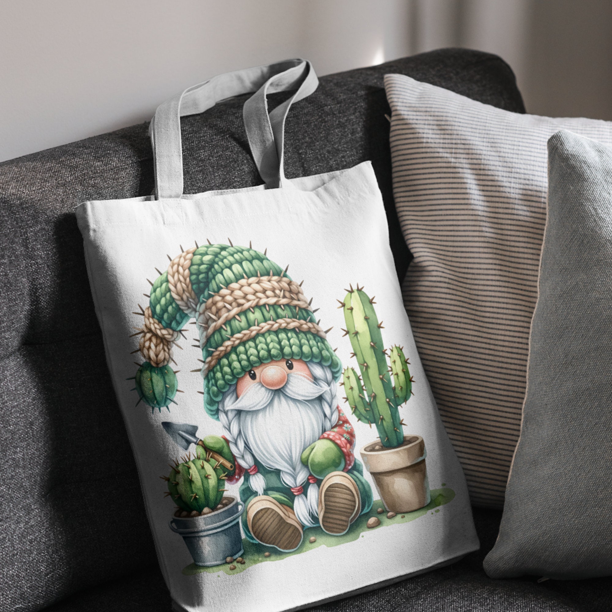 Flowering Cactus Gnome Clipart - Cute Watercolor Garden Gnomes Bundle ...