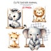 Baby Safari Png on the Swing Cute Jungle Animals PNG, Safari Nursery ...