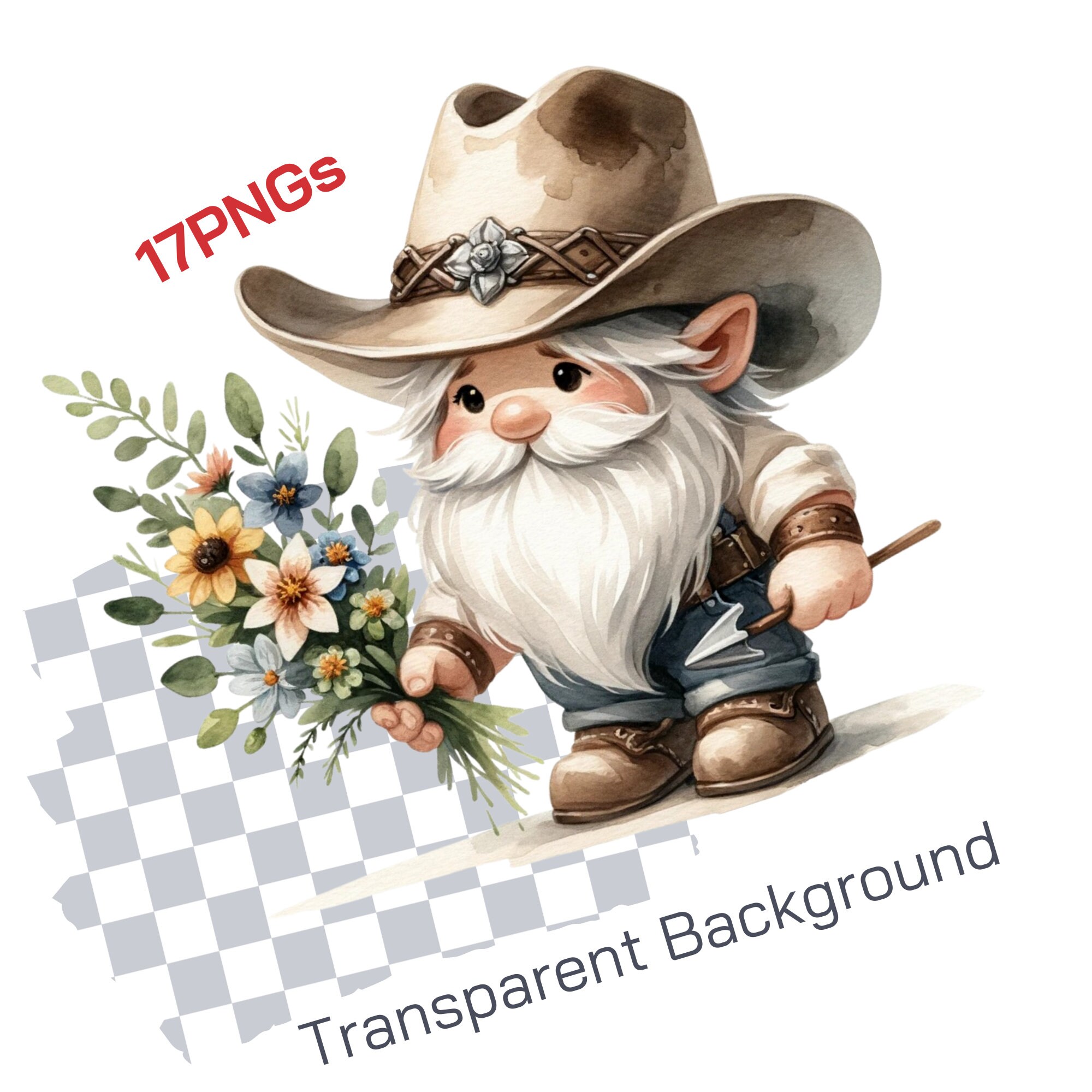 Wild West Cowboy Gnome Clipart Bundle - Perfect for Western Decoration ...