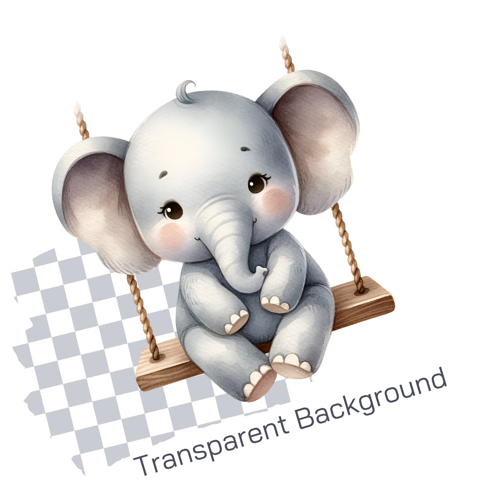 Baby Safari Png on the Swing - Cute Jungle Animals PNG, Safari Nursery ...