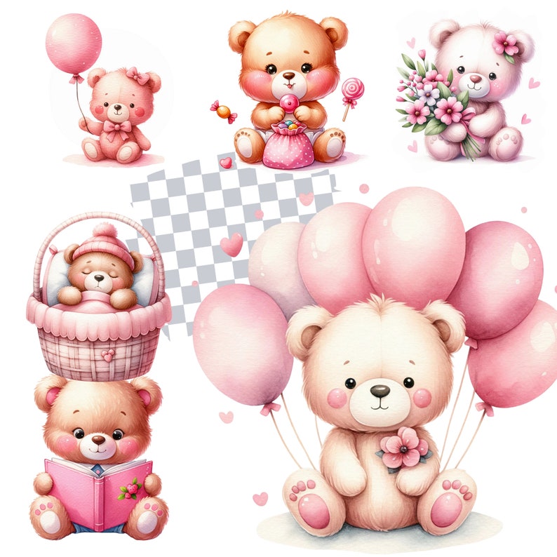 Mama Bear & Baby Bear PNG Clipart Collection Mother's Day Baby Shower ...